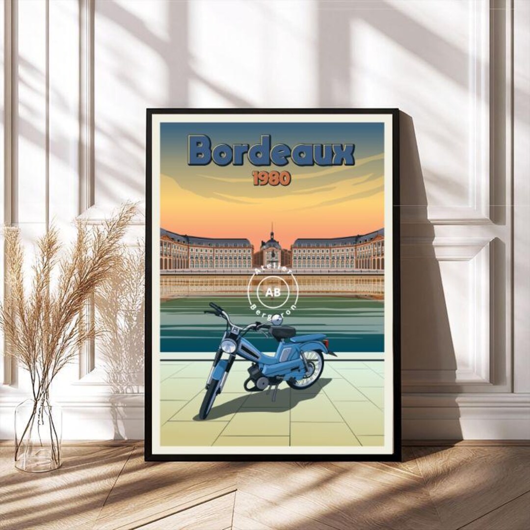 Affiche Mobylette Motobécane 881M – Poster Vintage Bordeaux 1980 ...
