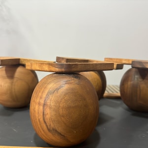 Walnut Wood Sphere Legs (4pc) | Round Ball Furniture Legs With L-shaped ...