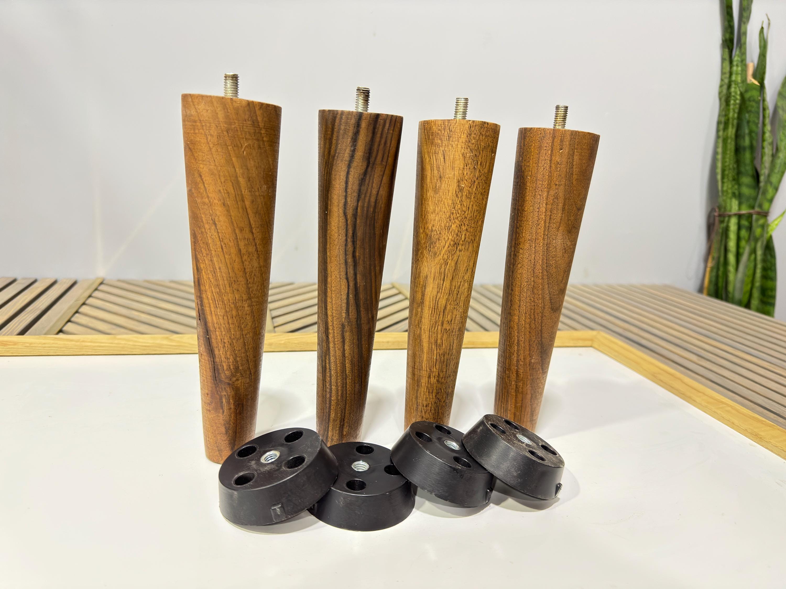 Rustic Solid Oak Sofa Legs Set of 4, 2 Square Blocks, Easy Mount With ...