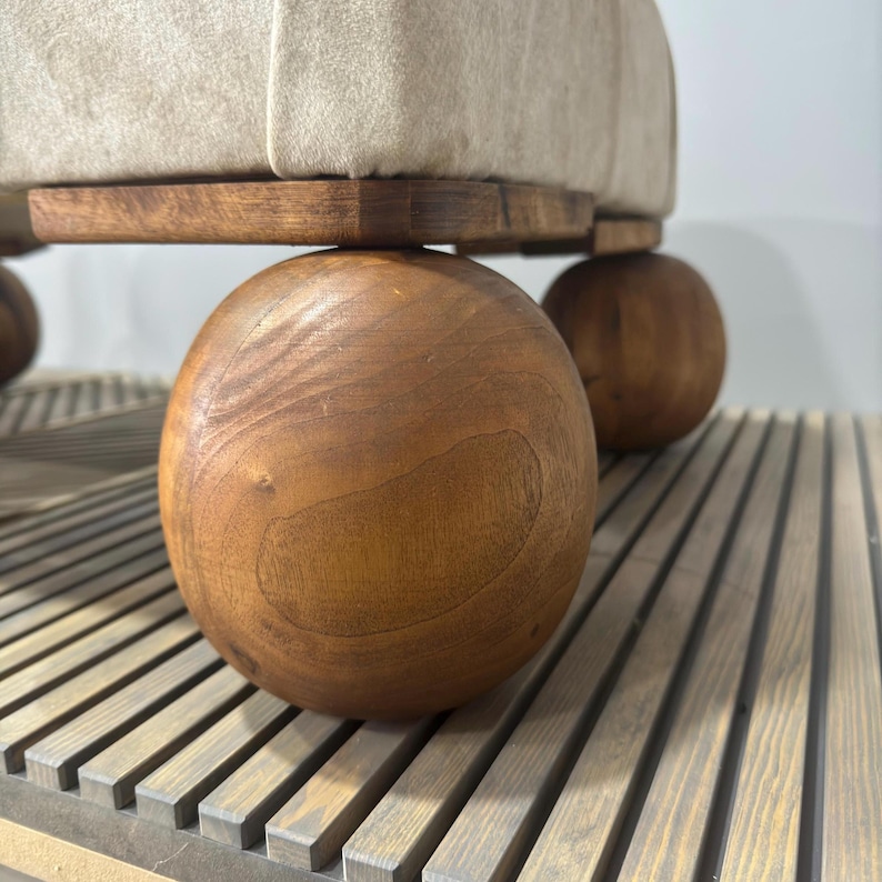 Walnut Wood Sphere Legs (4pc) | Round Ball Furniture Legs With L-shaped ...