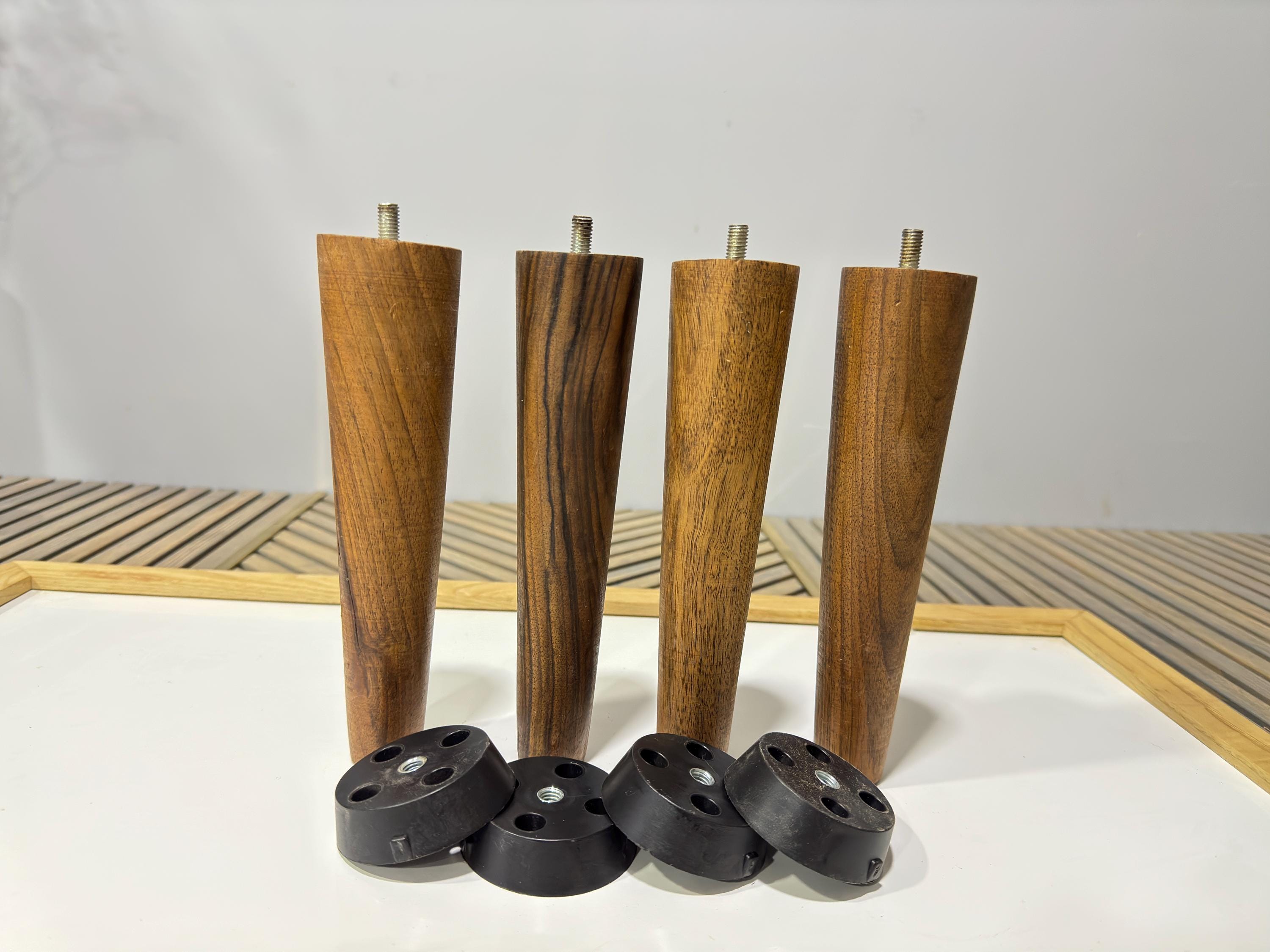 Rustic Solid Oak Sofa Legs Set of 4, 2 Square Blocks, Easy Mount With ...