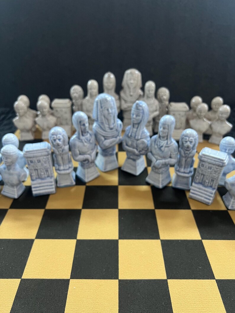 Ceramic Egyptian Chess Set, Handmade, Glazed With Multiple Coats of ...