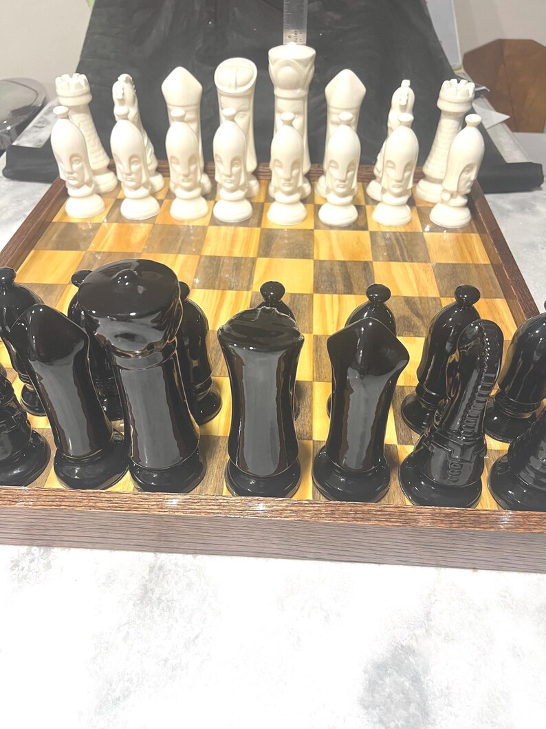 EXTRA-LARGE Ceramic Traditional Chess Set, Handmade, Glazed With ...