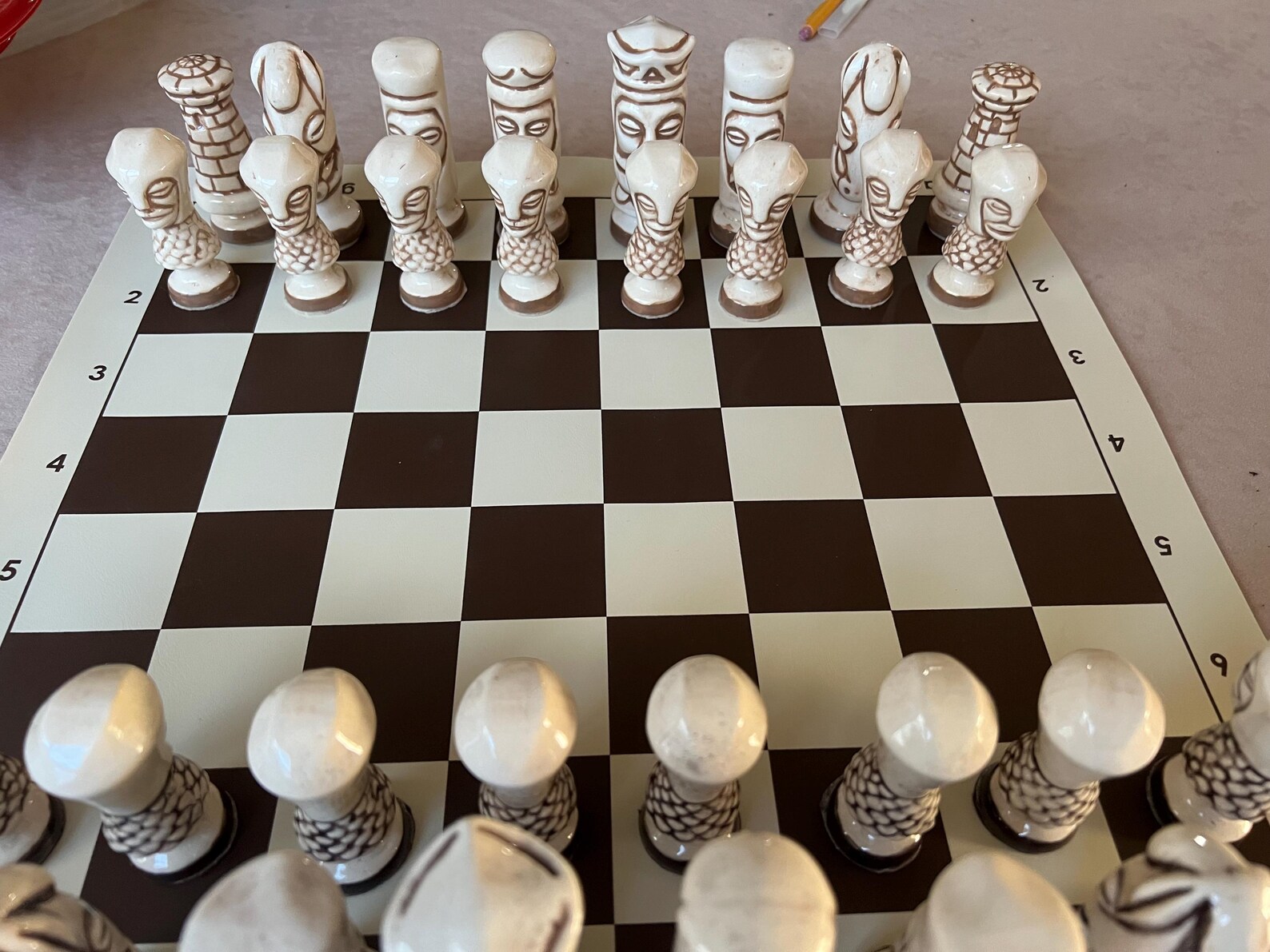 Ceramic Spanish Armor CHESS Set, Handmade, in a Burnt Umber & Warm Wood ...