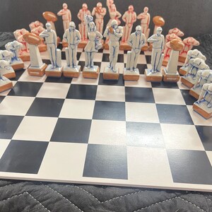 Ceramic Football CHESS Set, Handmade, Painted in a Red & Blue Color ...