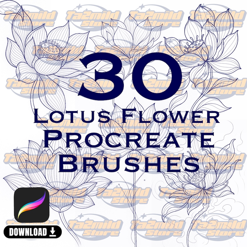 Lotus Flower Procreate Brushes: Spiritual Tattoo Stamps (digital ...
