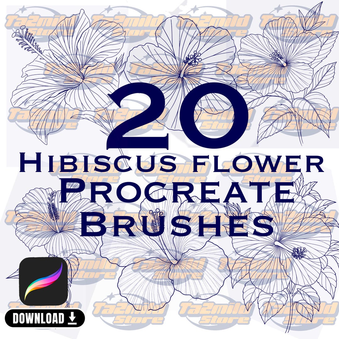 Hibiscus Flower Procreate Brush Set: Tropical Floral Stamps (digital ...