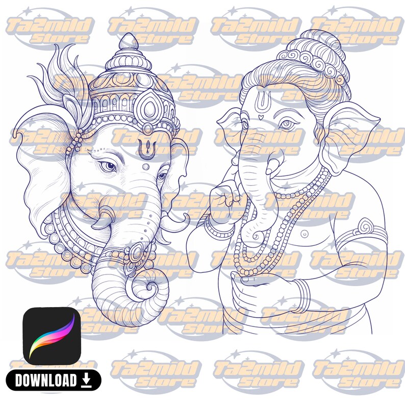 Ganesha Elephant Tattoo Stamp Brushes for Procreate | Hindu God Tattoo ...