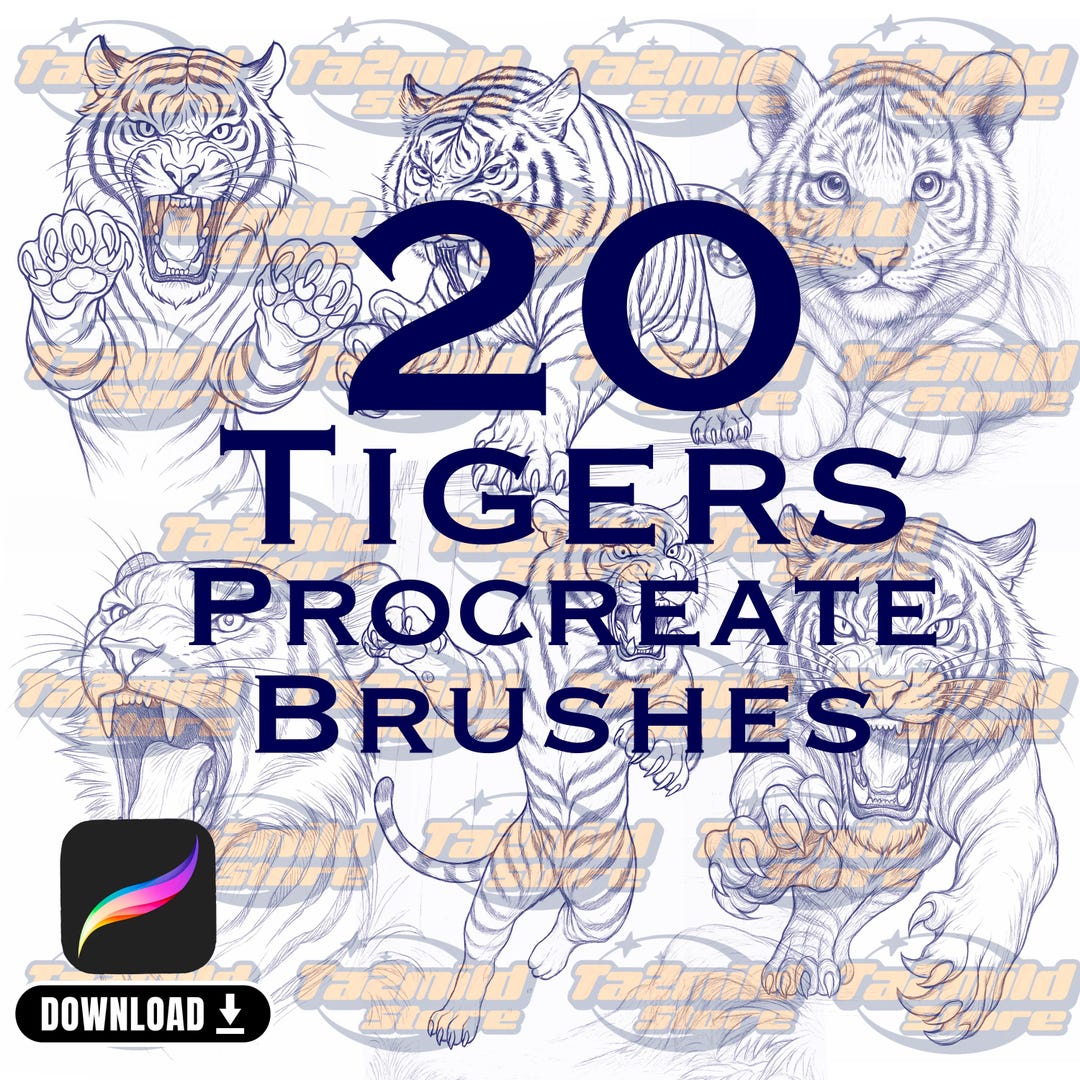 Tiger Tattoo Procreate Stamps | Flash Design Brush Set (digital ...