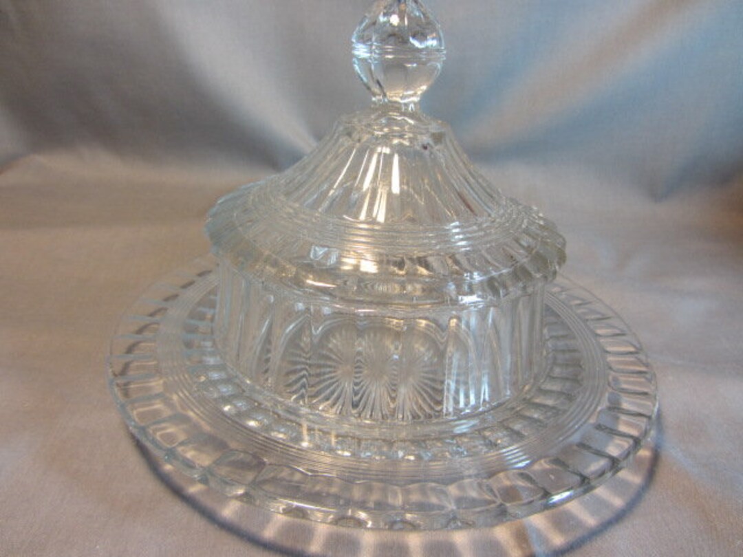 Vtg Clear Glass Round Butter Dish Covered Cheese Ball Dish - Etsy