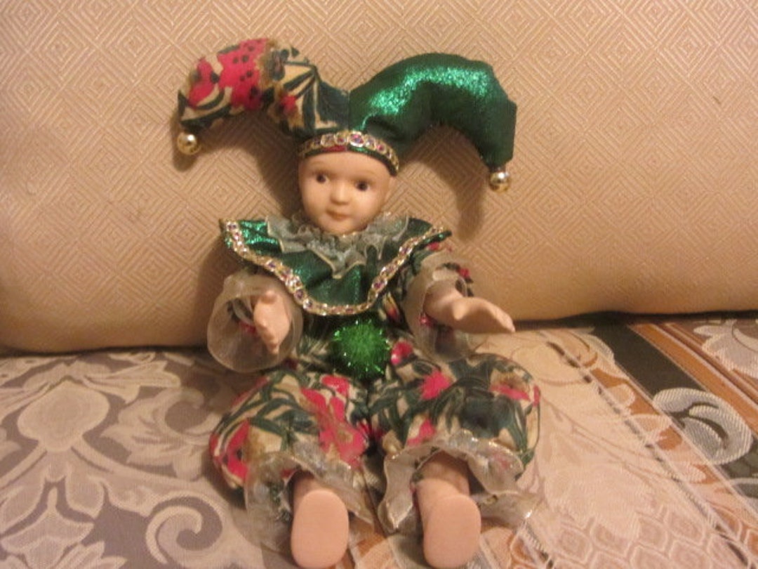 Green and Red Jester Doll, Celebration Jester Doll, Clown Doll ...