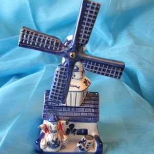 Vintage Blue Delft Deco Windmill Figurine Hand Painted Holland, Delft ...