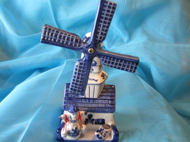 Vintage Blue Delft Deco Windmill Figurine Hand Painted | Etsy