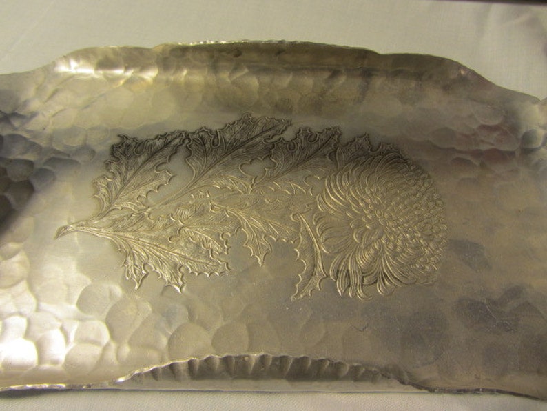 Continental Aluminum Hand Wrought Silver Bread Tray Hammered | Etsy