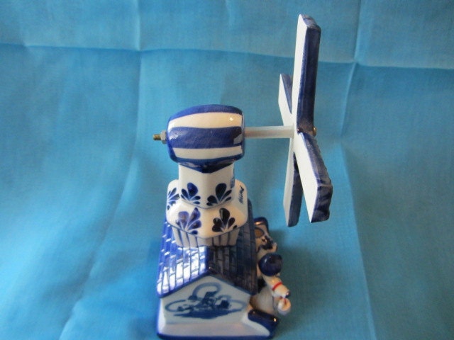 Vintage Blue Delft Deco Windmill Figurine Hand Painted | Etsy