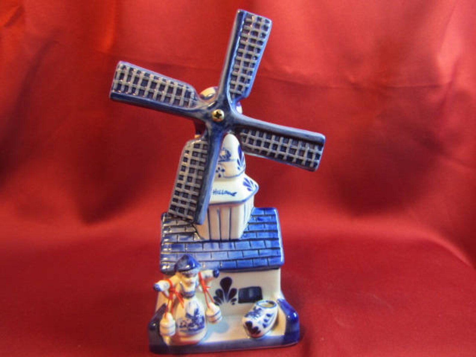 Vintage Blue Delft Deco Windmill Figurine Hand Painted | Etsy