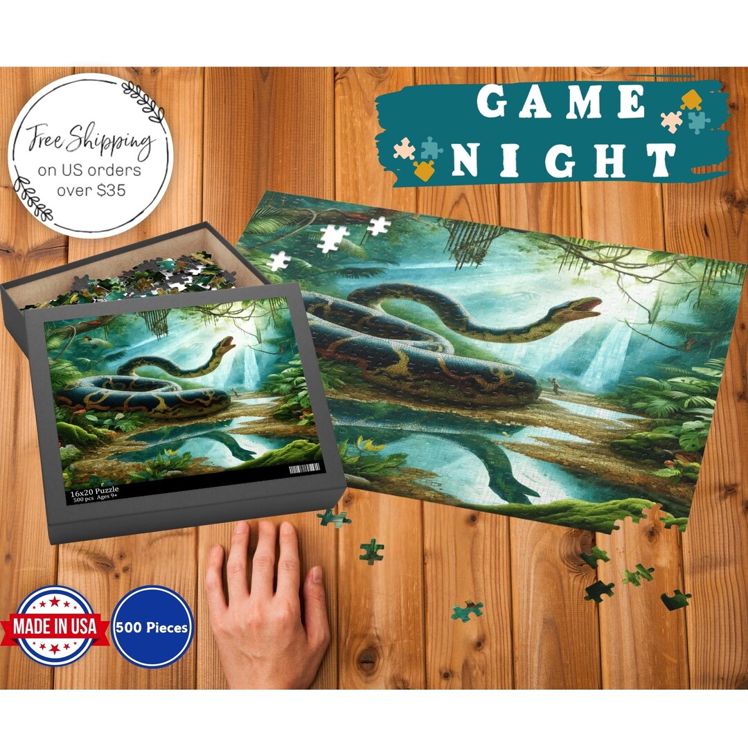 Anaconda Snake Puzzle – Unique Nature Mosaic Jigsaw Featuring Dense ...