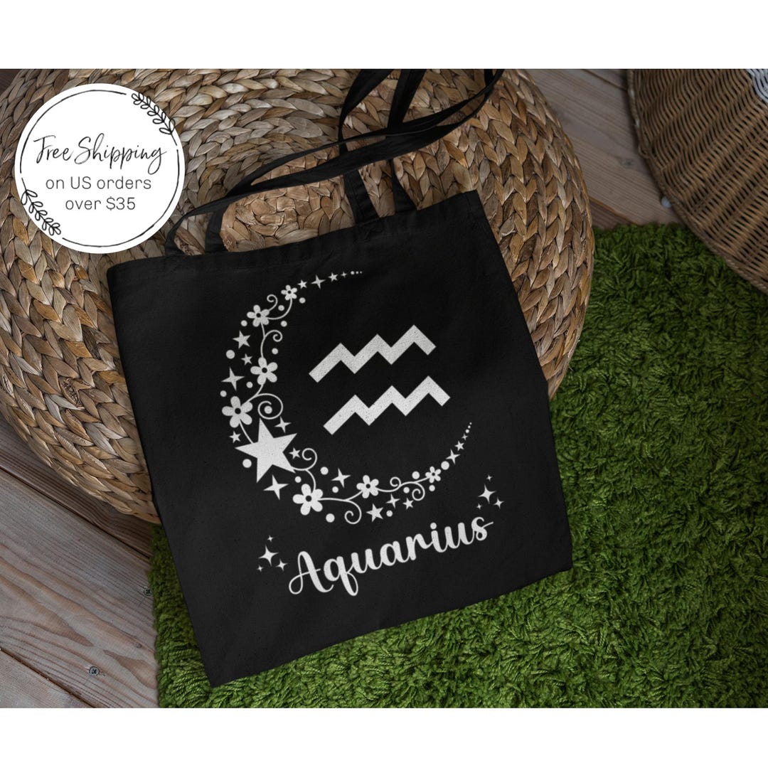 Aquarius Zodiac Tote – Eco Reusable Astrology & Grocery Bag, Cute Gift ...