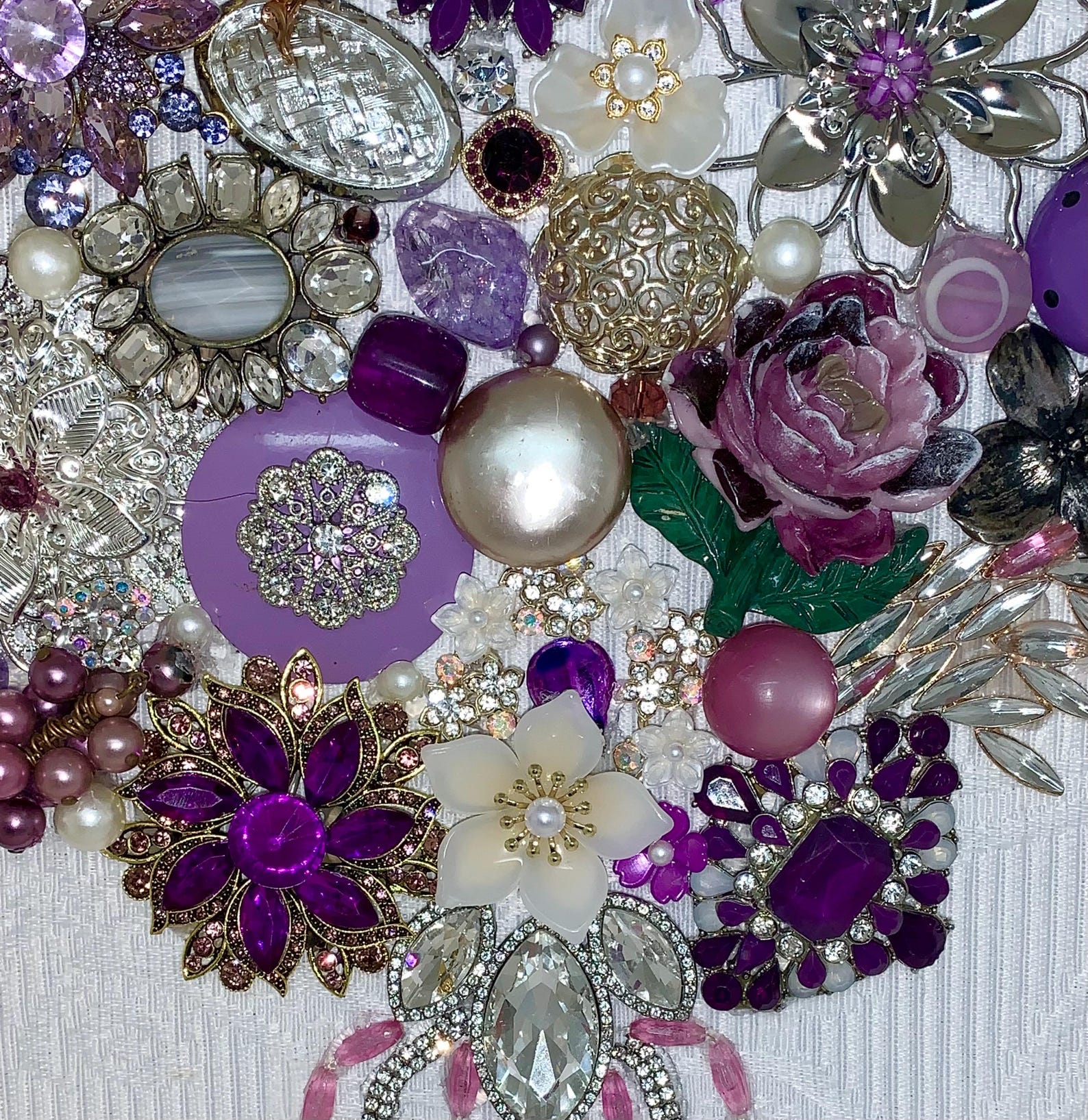 Large Jewelry / Jeweled Flower / Floral Bouquet Framed Art Picture - Etsy