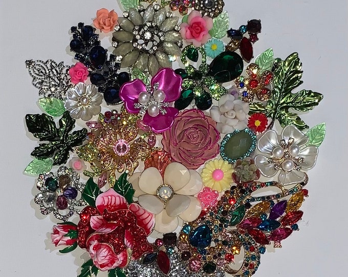Jewelry / Jeweled Multi Color Flower Bouquet Framed Art Picture - Etsy
