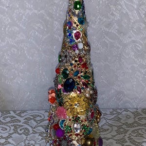 Jewelry / Multicolor Rhinestone Jeweled Christmas Tree Centerpiece - Etsy