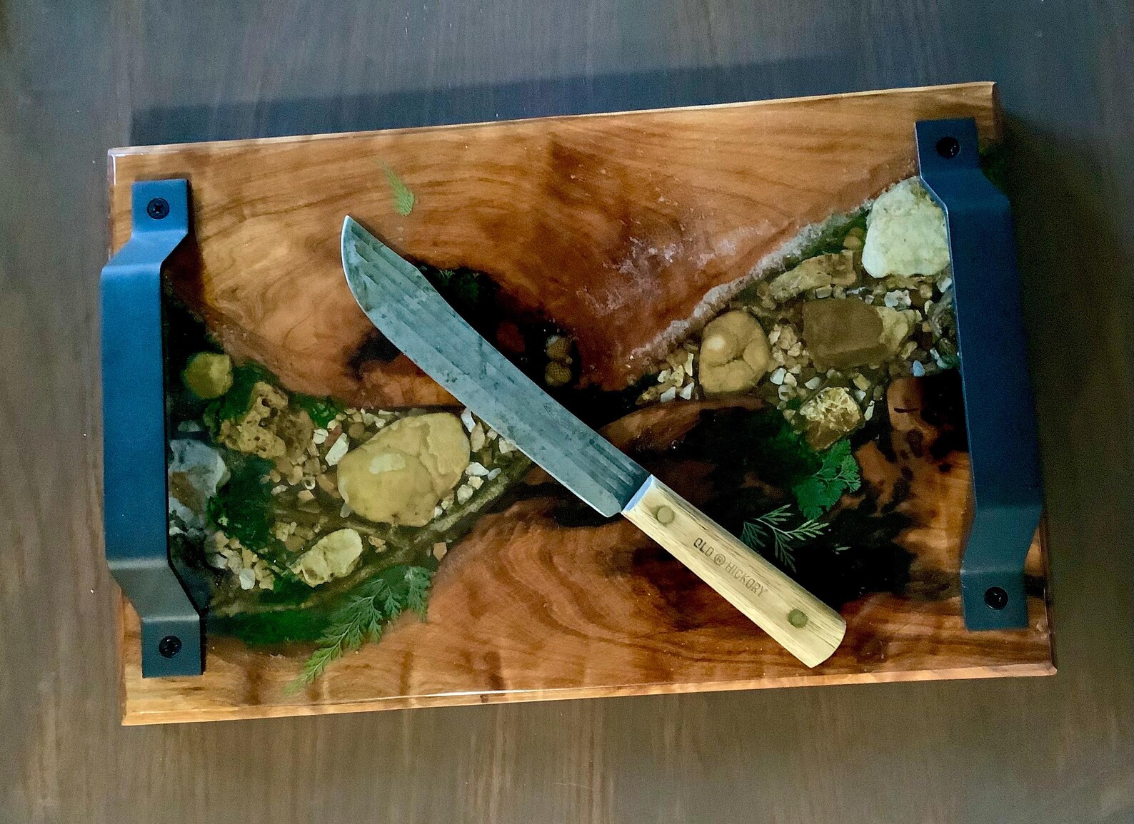 Cherrywood & Resin River Tray / Charcuterie / Botanical Forest Nature ...