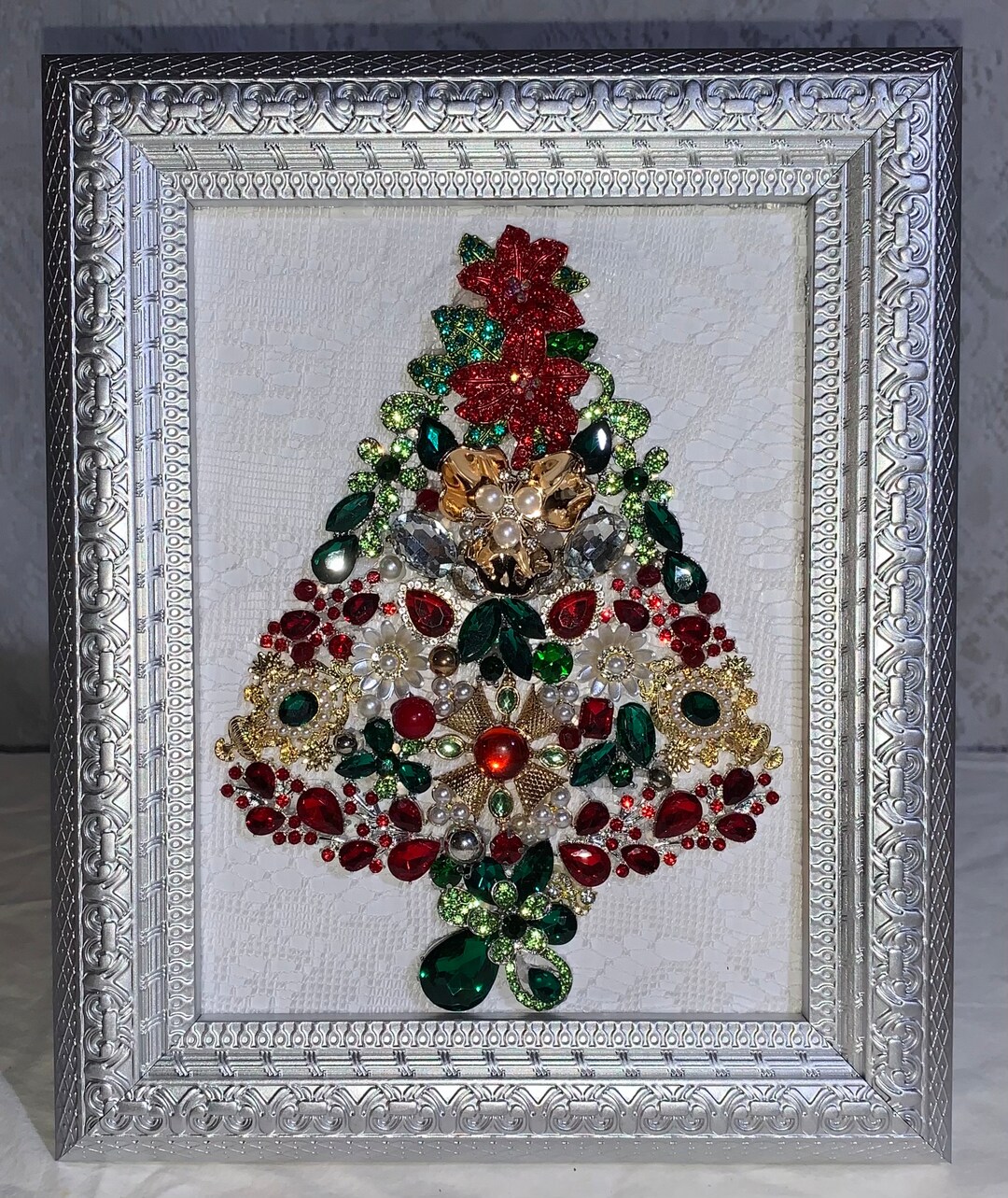 Jewelry / Jeweled Christmas Tree Framed Art Picture - Etsy