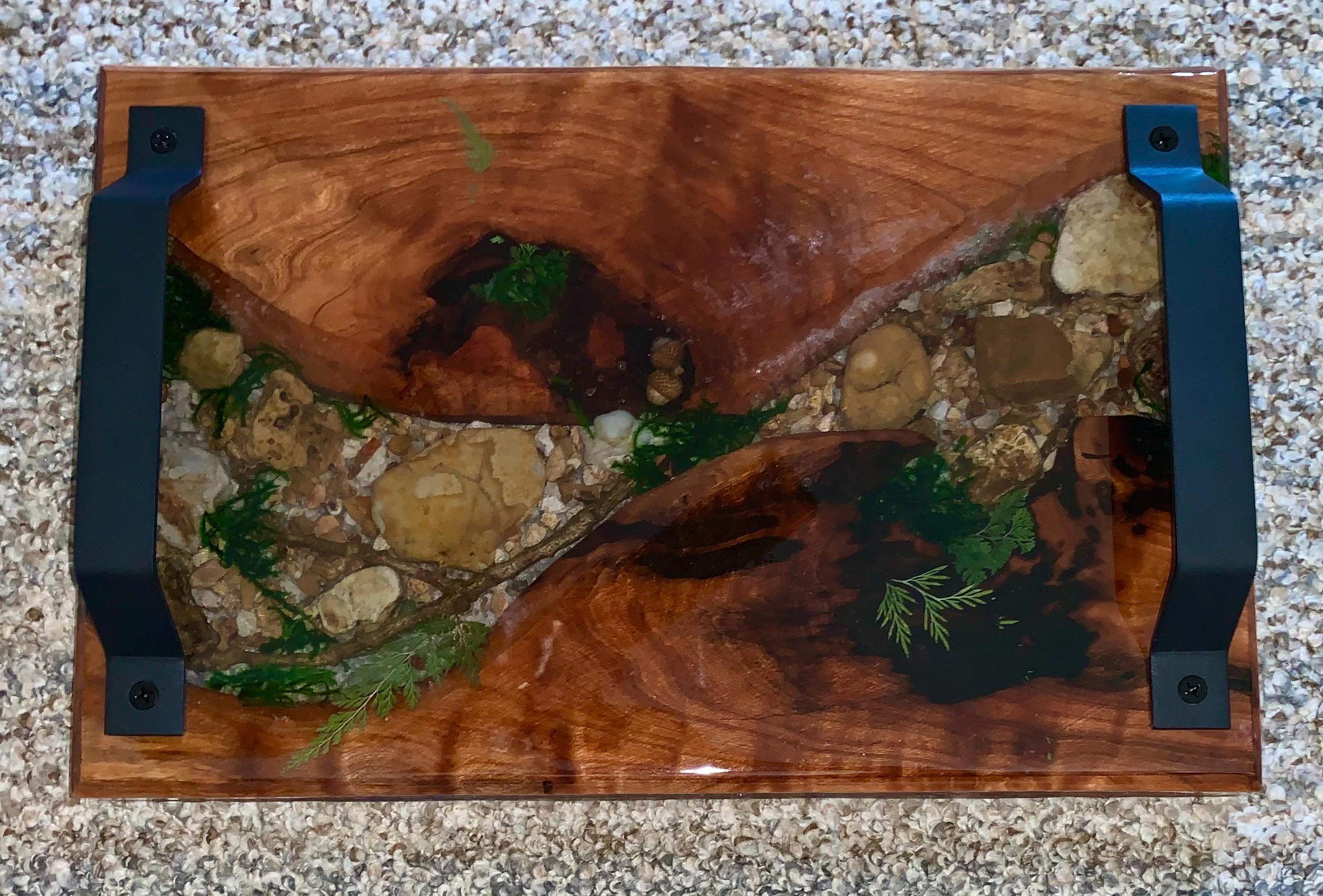 Cherrywood & Resin River Tray / Charcuterie / Botanical Forest Nature ...