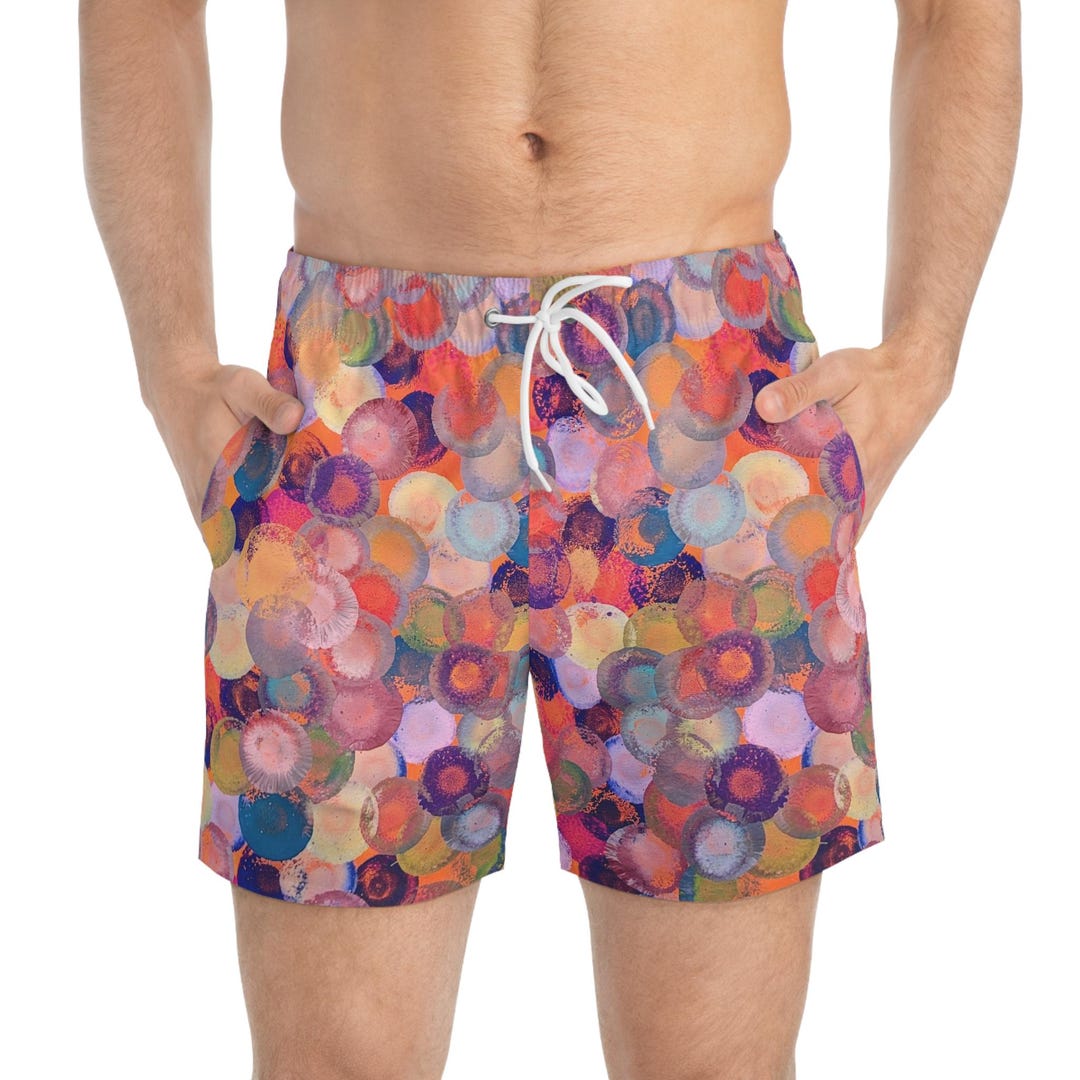 Colorful Summer Swim Trunks, Fun Beach Shorts for Men, Vibrant Pool ...