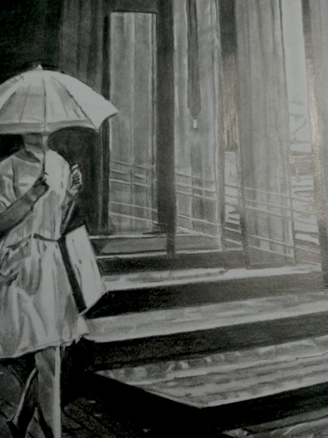 Graphite Drawing,cityscape Drawing,black White Cityscape Drawing,pencil ...