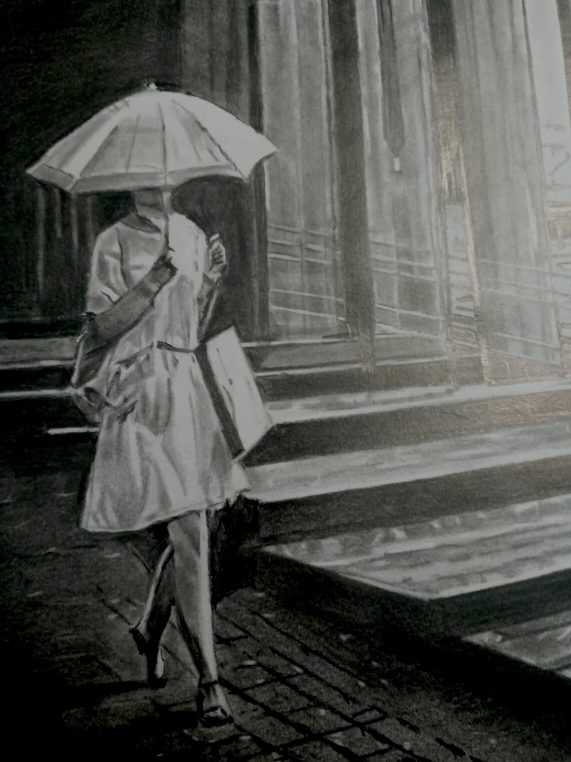 Graphite Drawing,cityscape Drawing,black White Cityscape Drawing,pencil ...