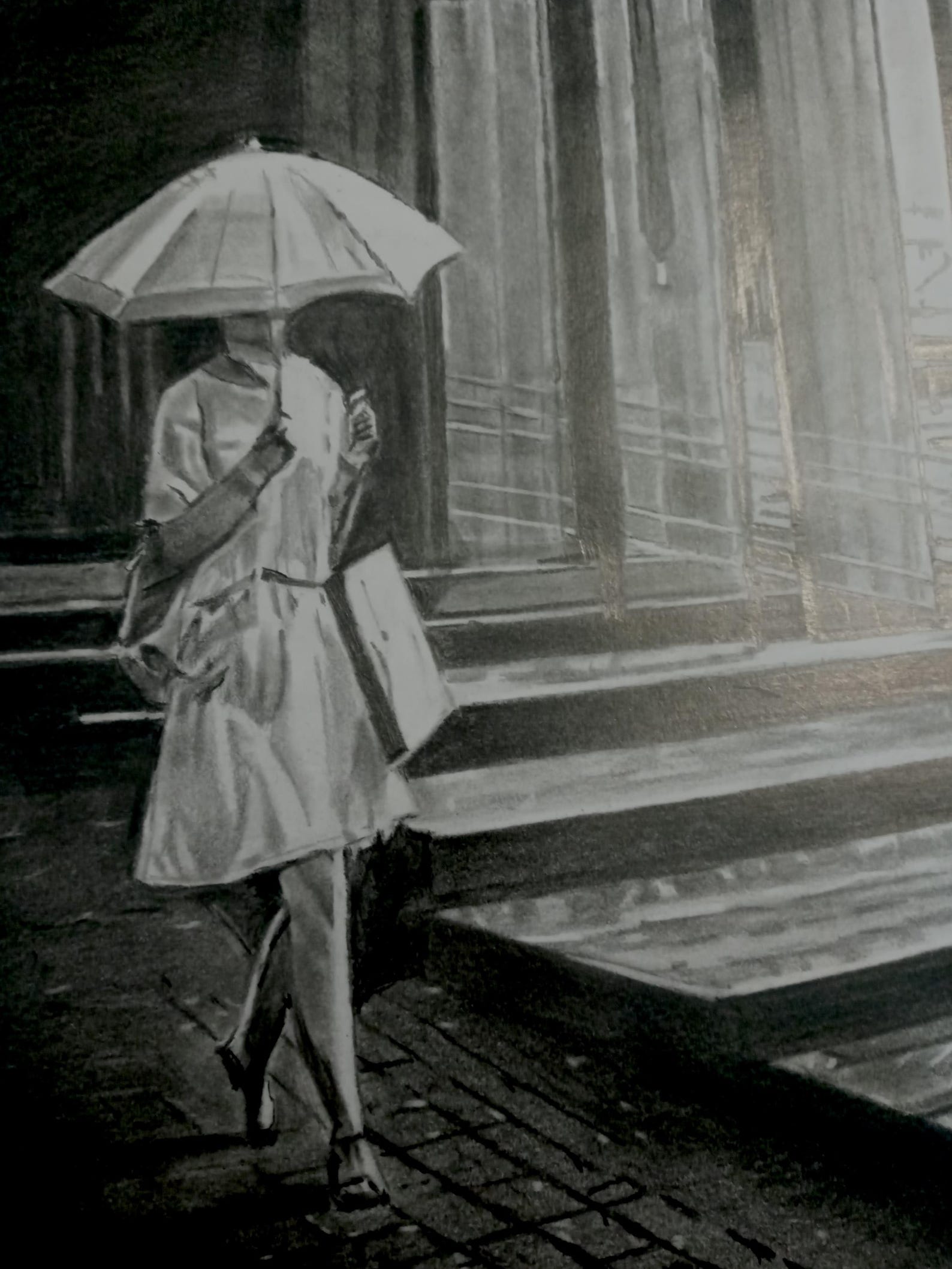 Graphite Drawing,cityscape Drawing,black White Cityscape Drawing,pencil ...