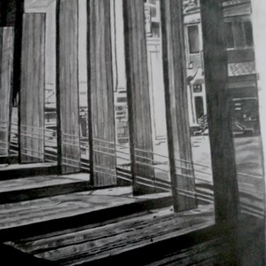 Graphite Drawing,cityscape Drawing,black White Cityscape Drawing,pencil ...