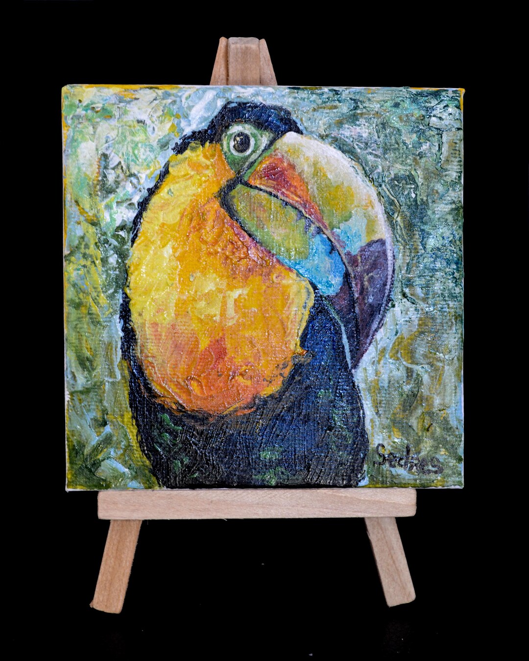 Kunstwerk: Tukan-Portrait im Kleinformat - Etsy.de