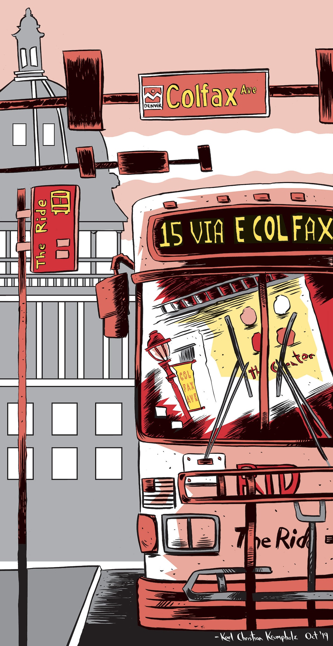 11"x17" Print of the Illustration of the RTD Bus 15 on Colfax Avenue ...