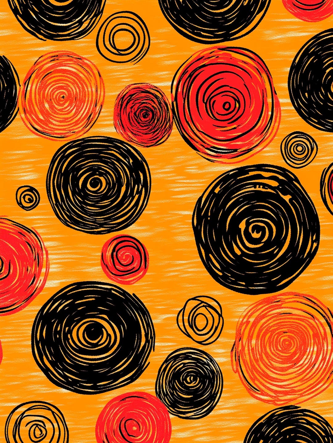 Abstract Digital Art – Orange, Black, and Red Swirl Pattern - Etsy