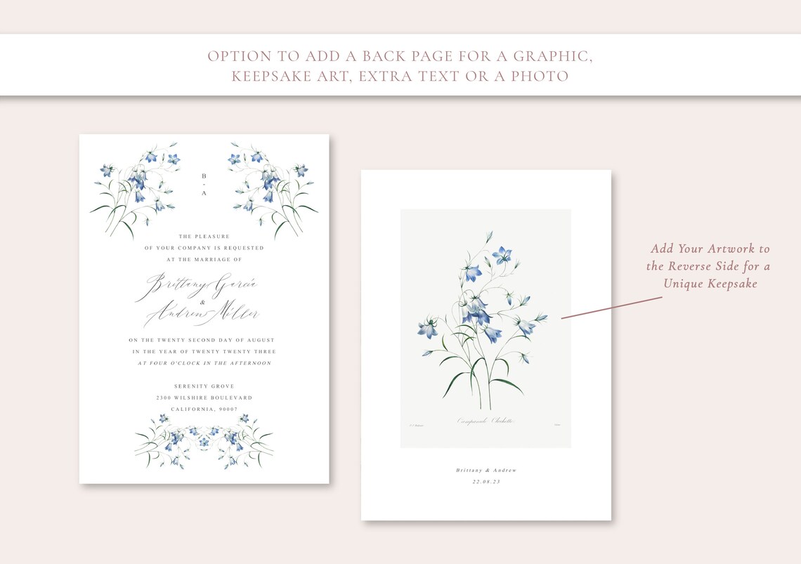 Blue Flowers Invitation Set Template Floral Wedding Suite - Etsy