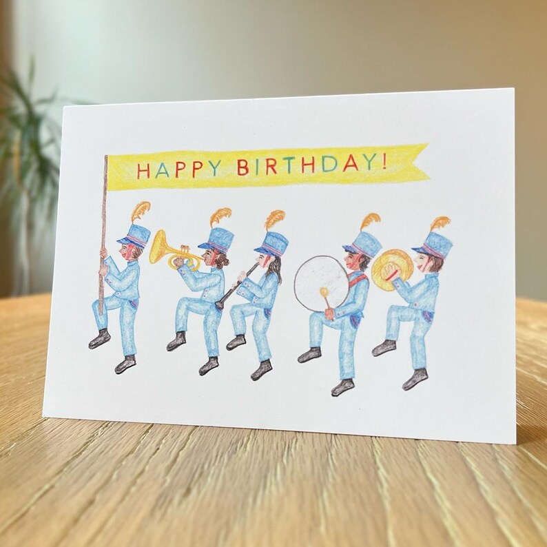 Hand-drawn Happy Birthday Card | Marching Band | Parade | Colorful - Etsy