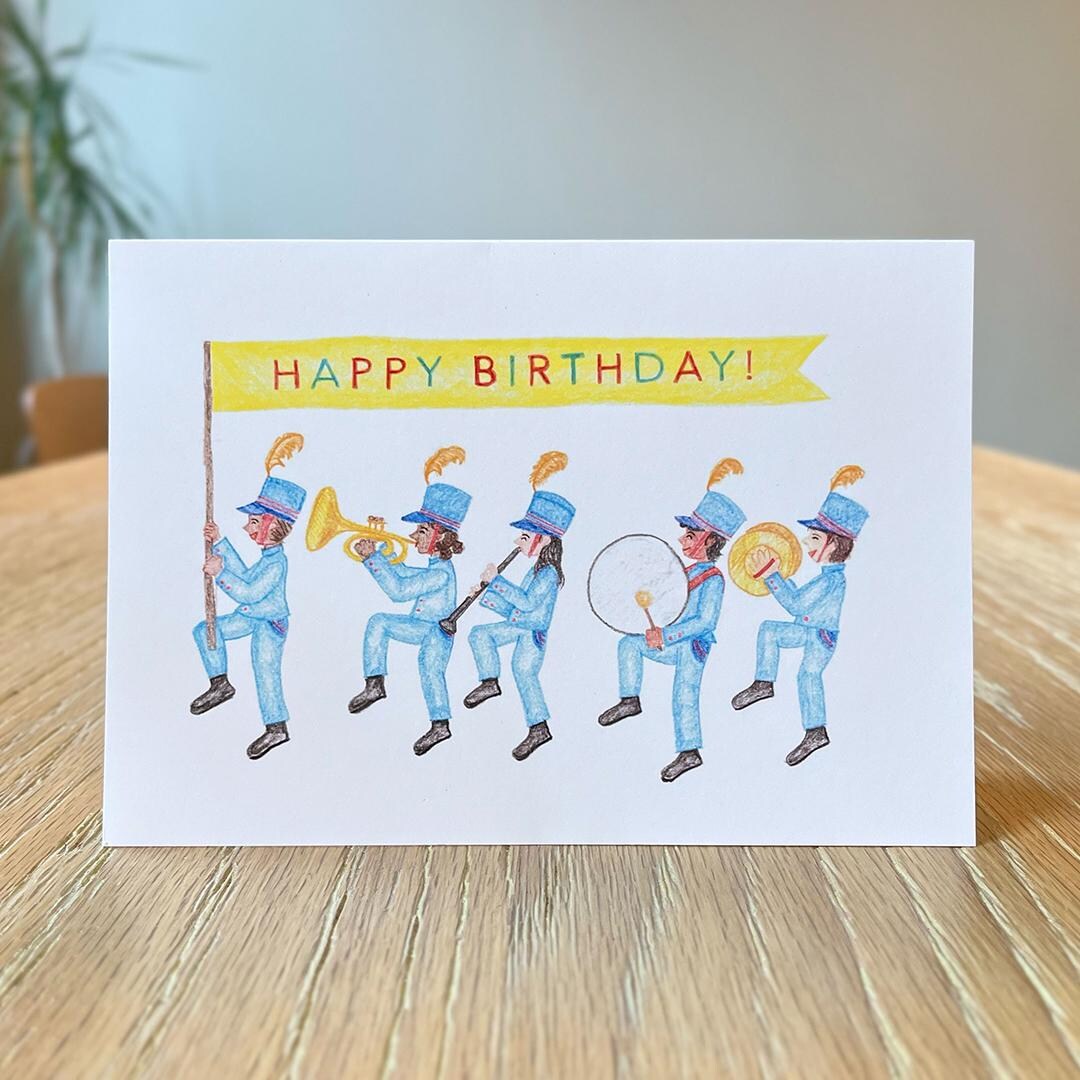 Hand-drawn Happy Birthday Card | Marching Band | Parade | Colorful - Etsy