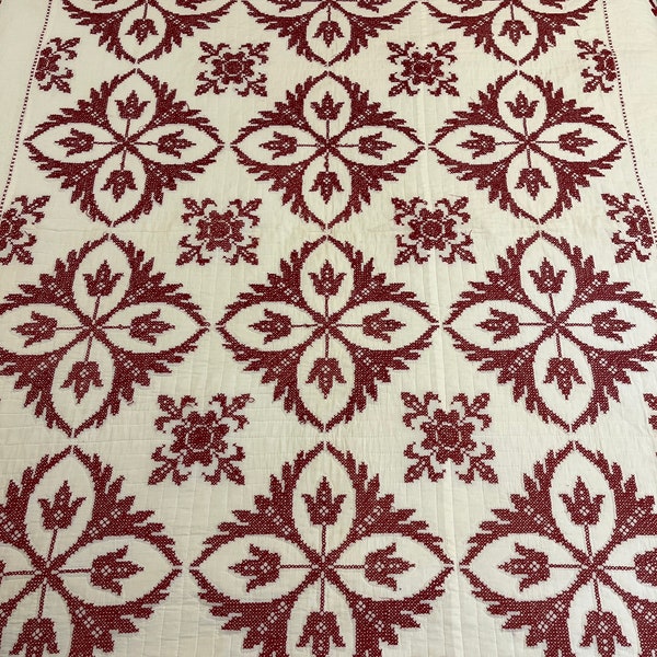 Redwork Quilt - Etsy