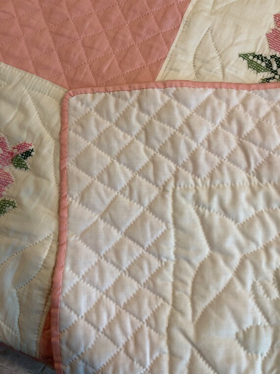 Pink Rose Vintage Hand Stitched Quilt - munimoro.gob.pe