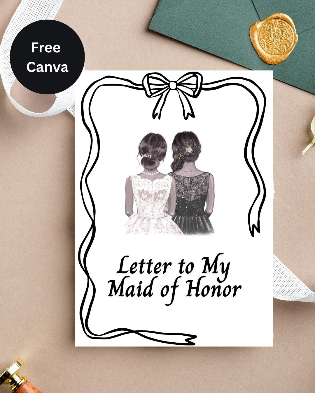 Maid of Honor Letter Template Printable Handwritten Keepsake Gift ...