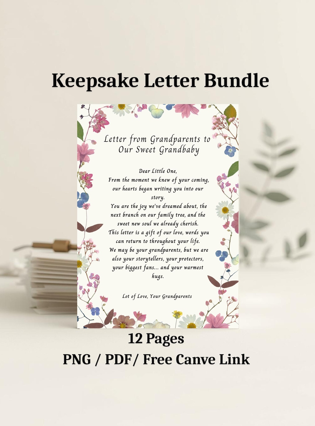 Grandparents' Letter Templates: Baby Keepsake Writing Bundle (digital ...