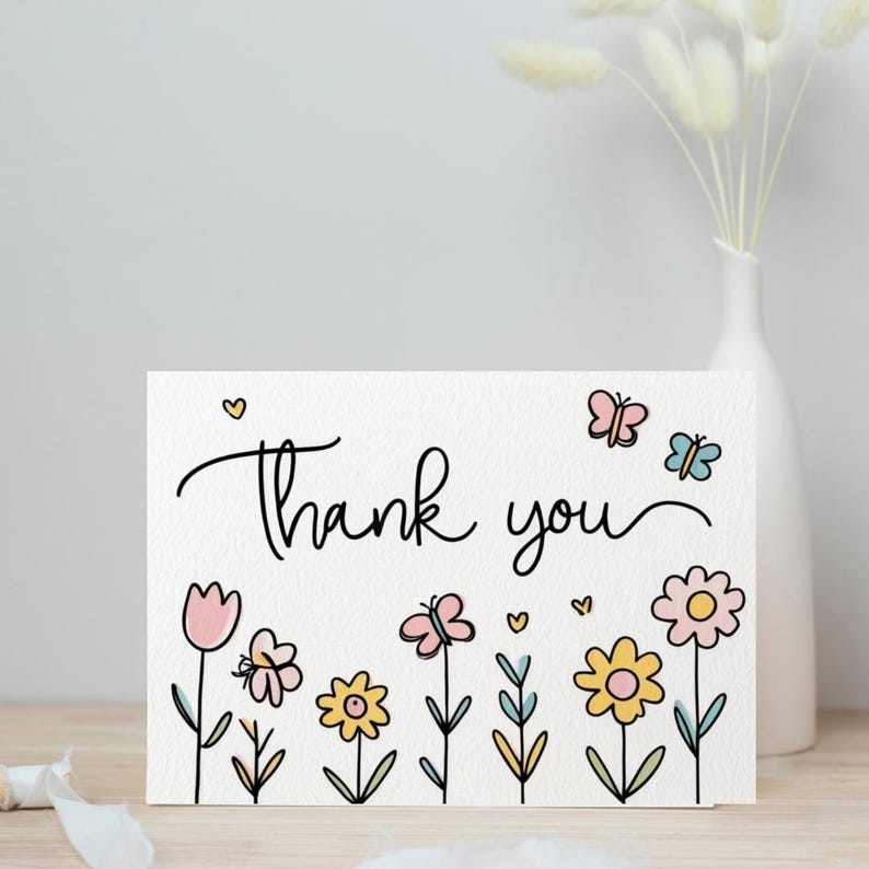 Floral Thank You Card: Rustic Garden Theme (digital Stationery) - Etsy