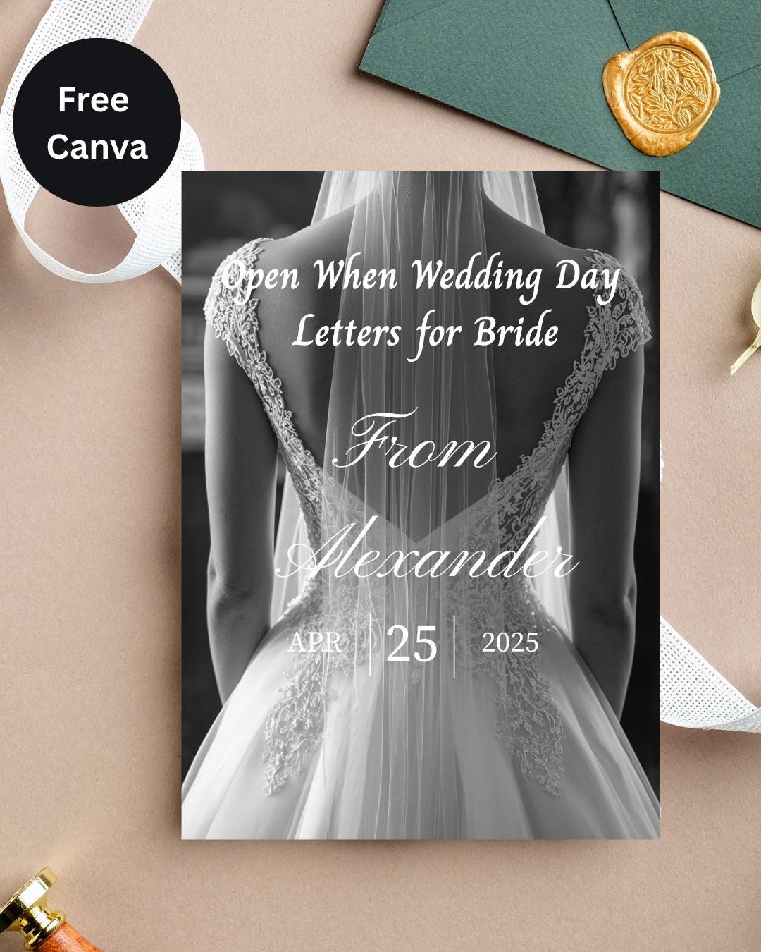 Wedding Day Letters for Bride Floral Illustrated Template Digital ...
