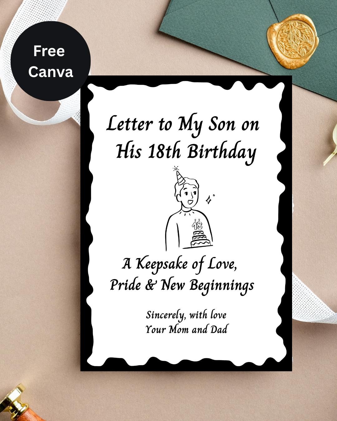 Birthday Letter to My Son Written Keepsake Budnle Gift From Parents ...