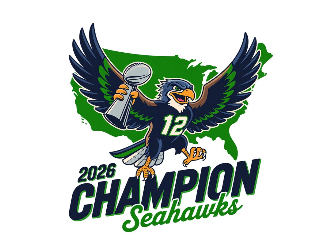 Seattle Football Champion PNG Digital Shirt Design | Hawk Mascot 2026 ...