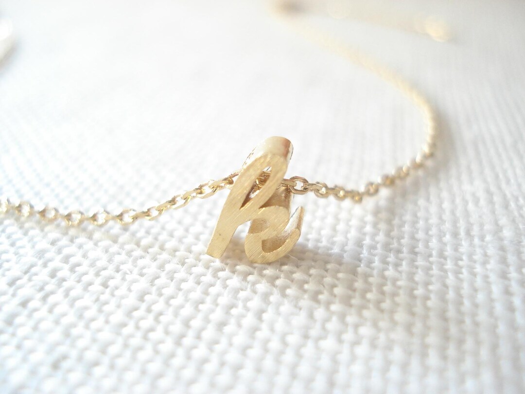 Gold Cursive Initial Necklace, Personalized Letter Pendant - Etsy