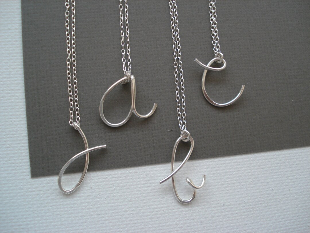 Handmade Cursive Initial Necklace, Sterling Silver, Gold Fill - Etsy