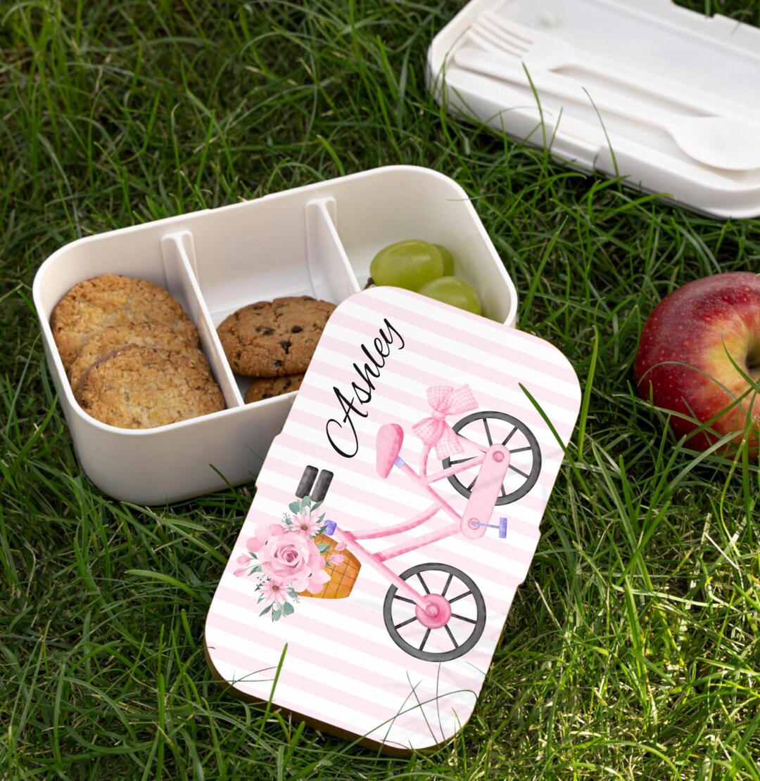 Bento Box, Cottage Chic Pink Floral Bicycle Picnic Box, Personalized - Etsy